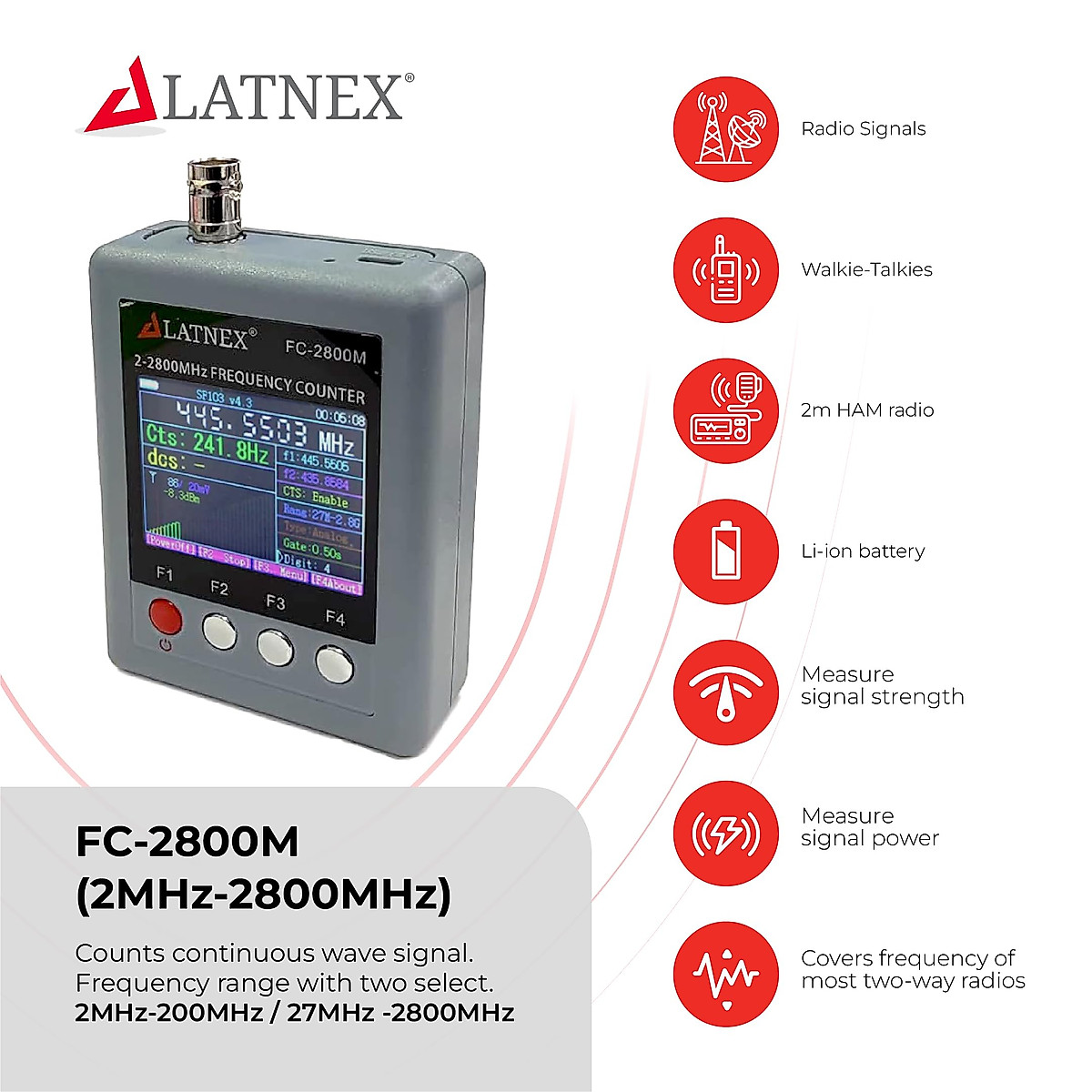 FC-2800M Frequency Counter for Ham Radio CB - High Sensitivity with CTCCSS DCS Decoder for The VHF & UHF - CB Continuous Carrier Signal, Walkie-Talkies, DMR Radio