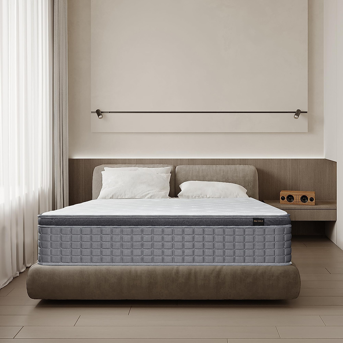 MICOOLS Twin Mattress,14 inch Hybrid Mattress in a Box Memory Foam Breathable Comfortable,Motion Isolation Individually Wrapped Coils,Euro Top Medium Firm Twin Size Mattress