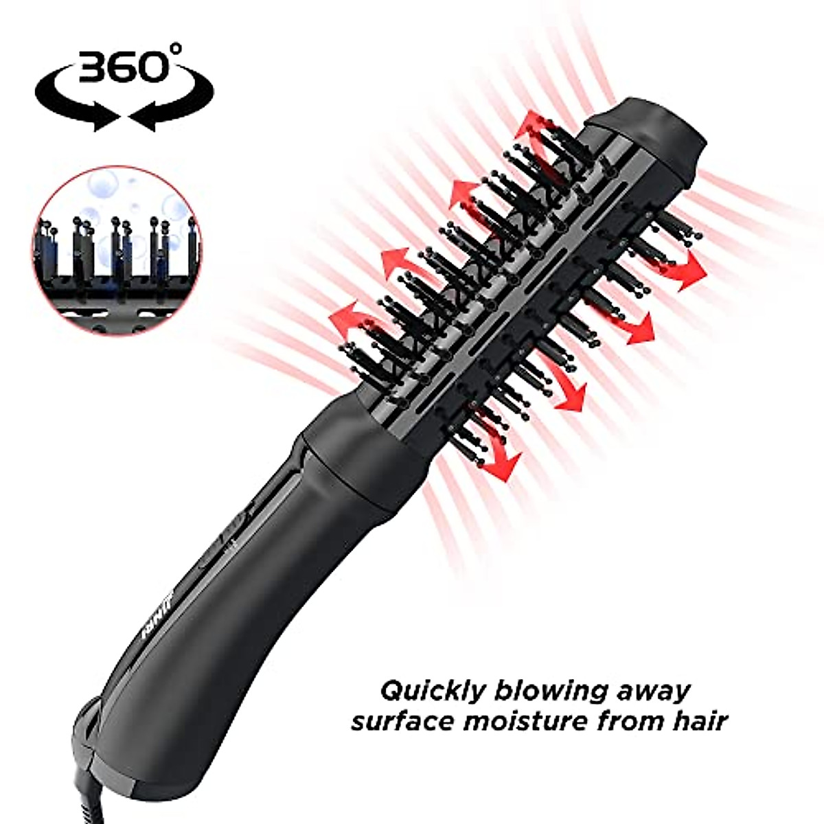 Ceramic Hot Air Brush Styler and Dryer One-Step Hair Dryer and Volumizer Lightweight 1000W Blow Dryer Brush Ionic 3 in 1 Curling Brush Hair Dryer