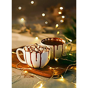 White Porcelain Jumbo Coffee Mugs Set of 4-16 Ounce Cups with Handle for Hot or Cold Drinks like Cocoa, Milk, Tea or Water - Smooth Ceramic with Modern Design