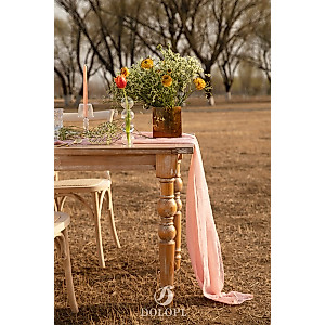 DOLOPL Pink Cheesecloth Table Runner 10FT Boho Gauze Table Runner 120inch Long Sheer Cheese Cloth Table Runner for Rustic Baby Shower Bridal Wedding Birthday Decorations