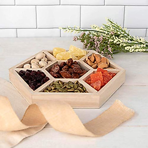 Hammont Hexagon Sectional Wooden Trays - 3 Pack - 8.5”x8.5”x1” - Eco Friendly Decorative Wooden Tray for Dry Fruits & Candies | Organic Wooden Tray for Gift & Home Décor