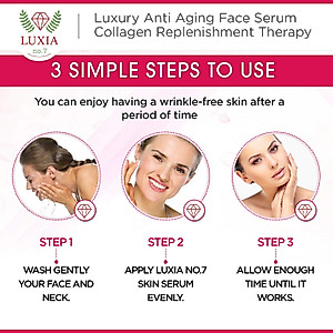 Luxia Skincare- Collagen Serum-Luxury Anti Aging Face Serum Treatment Formula for Men and Women. Effective for Fine Lines and Under Eye Wrinkles.