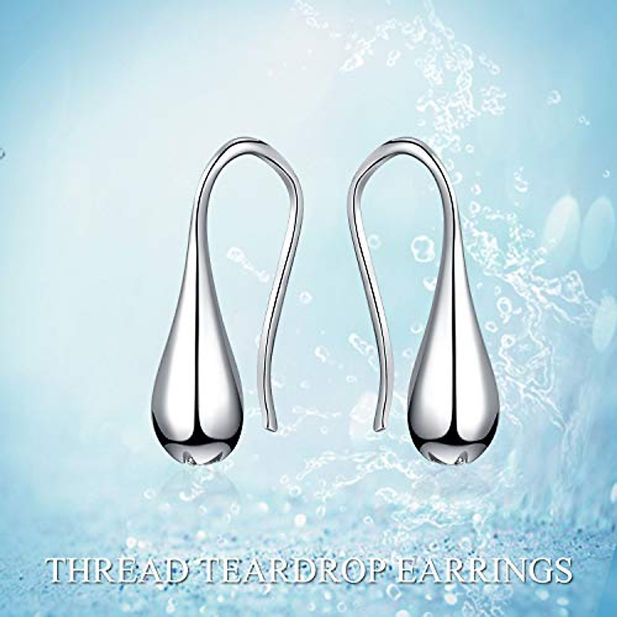 Teardrop Earrings for Women 925 Sterling Silver Small Hoop Drop Earrings Pull Through Dangle Earrings Jewelry Christmas Gifts for Mom Sister