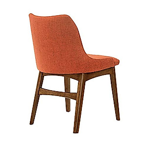 Armen Living Azalea Fabric Wood Dining Side Chairs-Set of 2, 19" SH, Orange/Walnut