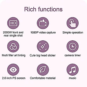 Kids Digital Camera, Portable 1080P Toy Camera, 2000MP HD Camera Toys for 3–10 Year Old, 2.4 Inch Camera for Children, 32GB SD Card, for Girls and Boys (Light Blue)