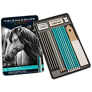 Prismacolor Premier Graphite Drawing Pencils with Erasers & Sharpeners, 18-Piece Set