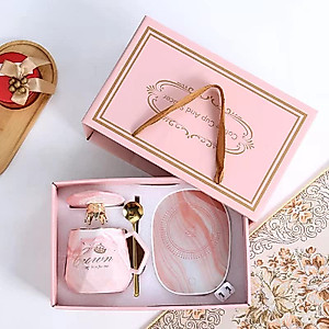 Coffee Warmer with Mug,Smart Coffee Warmer Coffee Cup Warmer for Desk Office,Auto On/Off Gravity-Induction Coffee Tea Water Milk Warmer Plate (Pink)