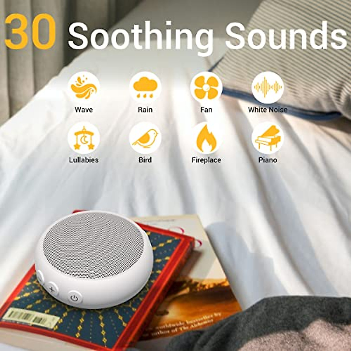 SoundMe Mini Sleep Sound Machine 30 Soothing Natural Sounds Noise Maker with 36 Volume Control Pink Brown Noise Machine Travel White Noise Machine for Baby Kid Adults Powered by AC or USB Sleep Timer