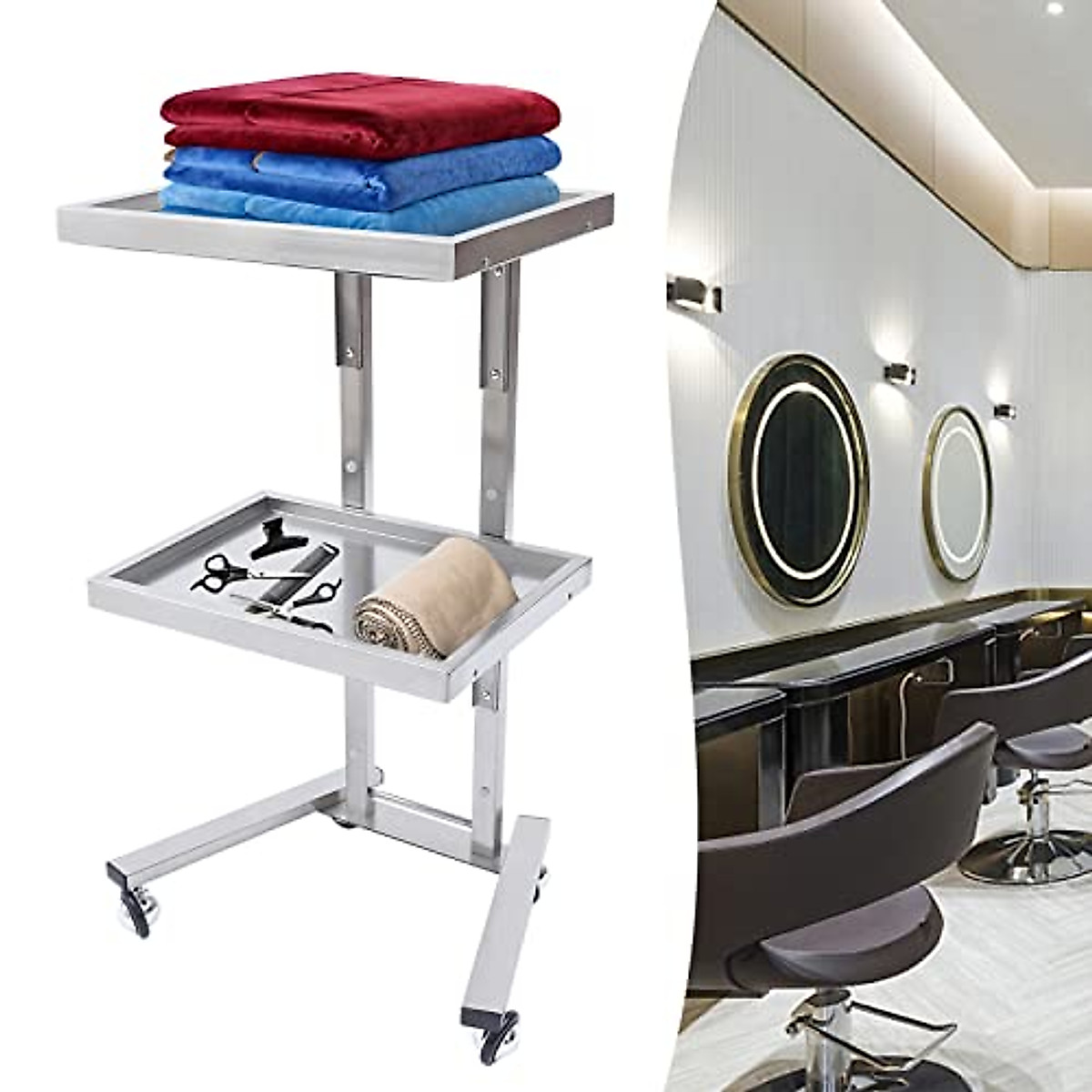 DNYSYSJ Beauty Salon Stand Rolling Cart, 2 Tier Spa Beauty Machine Holder Trolley, Salon Storage Trolley Stand, for Salons Studios Shops Medical Shops and Dentists