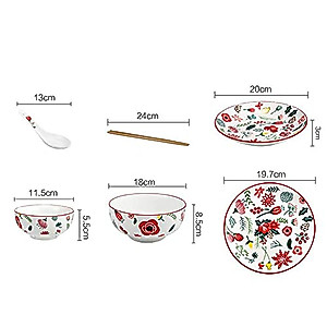 GagalU Fine Dinnerware Set,10 Piece Dinnerware Set, Ceramic Tableware Set, Dinner Plates and Bowls, American Multicolor Pastoral Floral, Service for 2