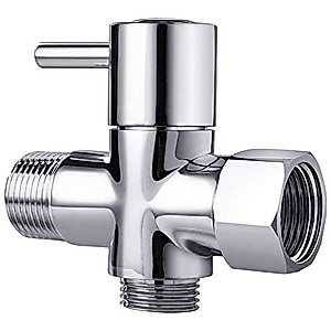 AVAbay All Brass T-Valve with Shut-Off Adapter, 3-Way Tee Connector with Chrome Finish, 3-Way T-Adapter with Shut Off Valve, T Adapter for Handheld Toilet Bidet Spray, 7/8"×7/8"×G1/2