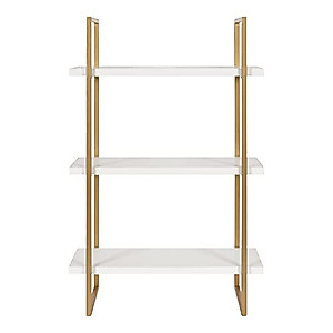 Kate and Laurel Leigh Modern 3 Tier Wall Shelf, 20 x 30, White and Gold, Decorative Contemporary Glam Multi-Tiered Shelf Wall Organizer for Storage and Display