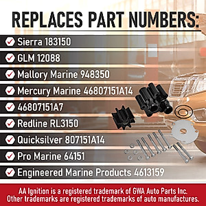 Raw Water Pump Housing & Impeller Kit - Sierra 18-3150,Quicksilver 807151A14,Mercury 46-807151A14,46-807151A7 - Mercruiser Alpha & Bravo 4.3,5.0,5.7,6.2,7.4,8.2L V6/8 Engines - Marine Inboard Repair