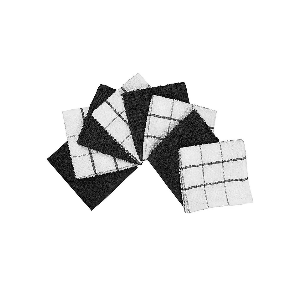 Cotton Terry Kitchen Dish Cloths | Set of 10 | 12 x 12 Inches | Super Soft and Absorbent |100% Cotton Dish Rags | Perfect for Household and Commercial Uses | Black