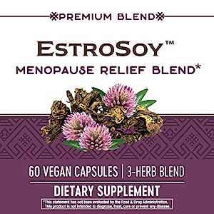 Nature's Way EstroSoy, Menopause Relief Blend*, Helps Relieve Menopausal Symptoms*, Black Cohosh, Red Clover, and Fermented Soy, 60 Vegan Capsules