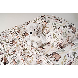 Pobi Baby - Premium Twin Fitted Sheet, Flat Sheet with Pillow case - Ultra-Soft Cotton Blend, Stylish Woodland Pattern, Deep Pockets - Twins Sheets - 3 PC (Wildlife Animal)