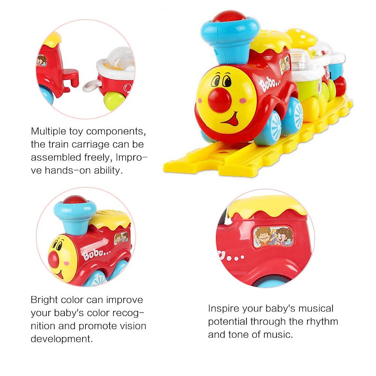 BAOLI Electric Train Toy,Railway Toy with Light & Music,Battery Operated Locomotive Train for 1 2 3 Year Old Kids Baby Toddler Boy Gifts,Early Educational Vehicle Toy