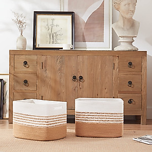 SIXDOVE Baskets 2 Pack, Large Storage Baskets for Organizing, Luandry Basket for Closet,Cotton Rope Blanket Basket for storage, Toy Storage Basket for Living Room, Laundry Room, Bedroom-Brown