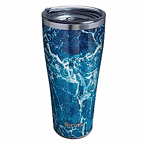 Tervis Water Aerial Stainless Steel Insulated Tumbler with Clear and Black Hammer Lid, 30oz, Silver