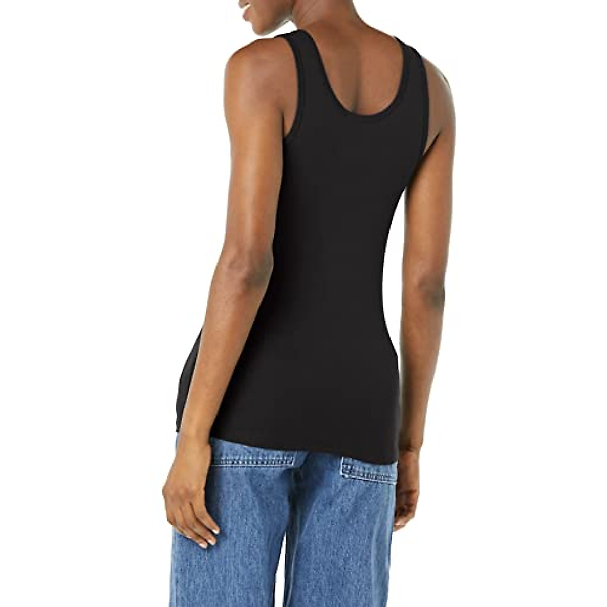 Amazon Essentials Women's Slim-Fit Tank, Pack of 2, Black/White, Small