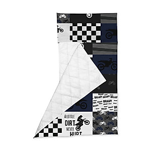 Personalized Dirt Bike Nap Mat Set with Name, Motocross Sleeping Bags for Boys, Customized Toddler Bed Mattress for Kids, Slumber Bags for Preschool, Daycare or Kindergarten, Toddler Sleep Sack