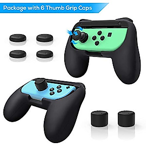 FASTSNAIL Grips Compatible with Nintendo Switch Joy-Con, Wear-resistant Handle Kit Compatible with Switch Joy Cons Controllers, 2 Pack (Black)
