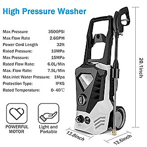 Electric Pressure Washer 1800W Power Washer High Pressure Washer Cleaner with 5 Adjustable Nozzles Built-in Detergent Tank,Hose Reels,Spray Gun,for Homes,Cars,Driveways,Patios