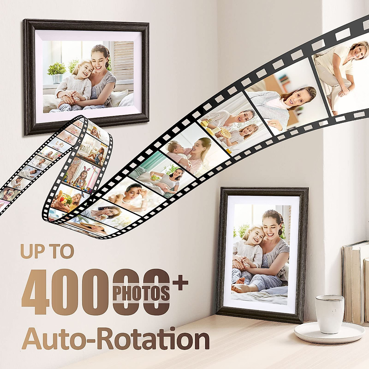 WiFi Digital Picture Frame, Pastigio 10.1" HD Wooden Digital Photo Frame with Delicate LCD Display, 16GB Storage, Auto-Rotate, Instant Share Photos and Videos via App, Email, Cloud from Anywhere