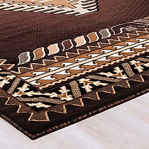 Native American Western Tribal Brown Area Rug (8 Feet X 10 Feet)