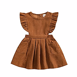 MERSARIPHY Toddler Baby Girl Dress Baby Girl Suspender Dress Straps Skirt Overall Dresses Winter Fall Clothes (Brown E, 12-18 Months)
