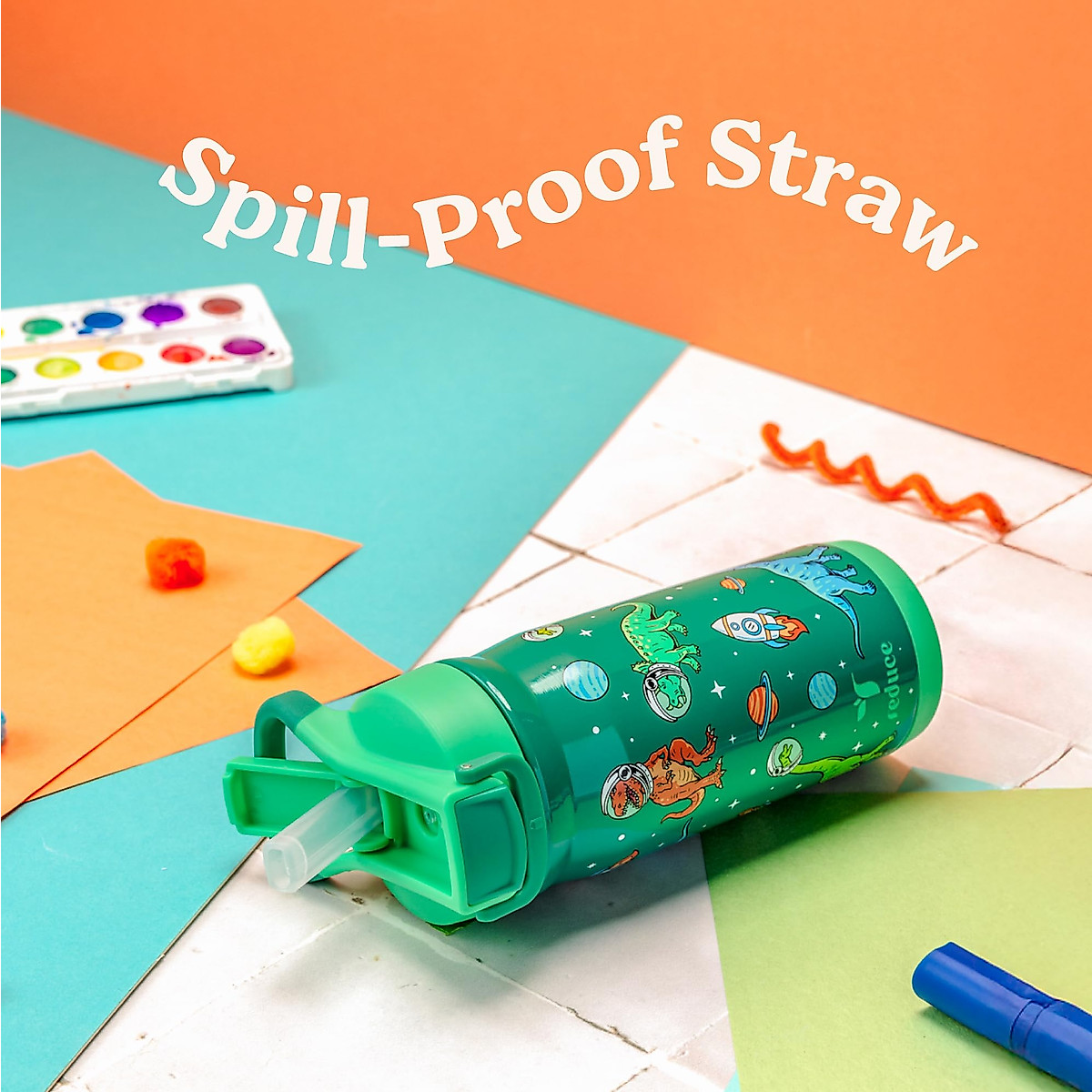 REDUCE 14 oz Hydrate Pro Stainless Steel Insulated Water Bottle - Flip Top Leak-Proof Lid, Dishwasher Safe, BPA-Free, Dual Wall Vacuum, Keeps Drinks Cold for 48 Hrs, Cup Holder Friendly - Moon Rock