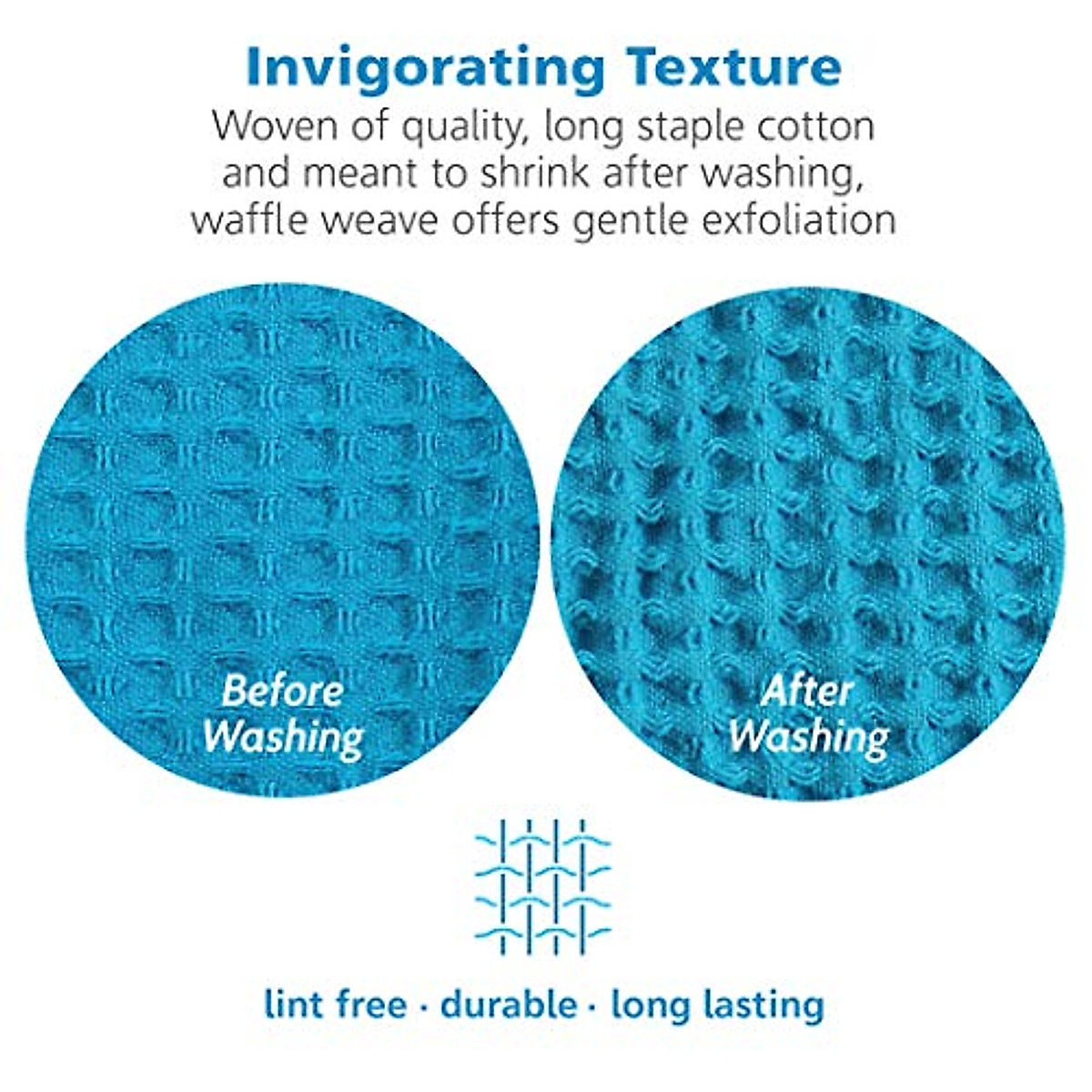 GILDEN TREE Waffle Towel Quick Dry Thin Exfoliating, 4 Pack Washcloths for Face Body, Classic Style (Aqua)