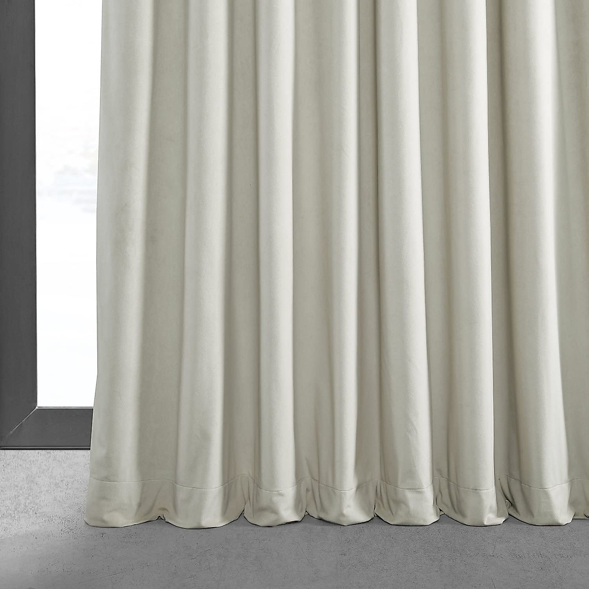 HPD Half Price Drapes Extra Wide Grommet Blackout Velvet Curtains 96 Inches Long Heat & Full Light Blocking Blackout Curtains for Bedroom & Living Room (1 Panel), 100W x 96L, Off White