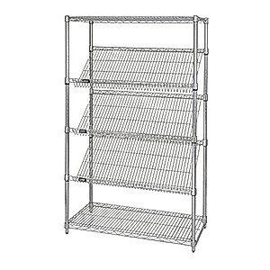 Quantum Storage Systems 2448SL6C 5-Tier Stationary Wire Shelving Unit with 3 Slanted Shelves, Chrome Finish, 400 lb. load capacity, 48' W x 24' L x 63' H