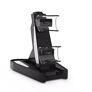Estink PS5 Controller Dock Station,Gamepad Charger,Gamepad Charging Stand with D-Type Charging Base Dual Induction Controller,Built-in Chip,for PS5 Controller(Black)