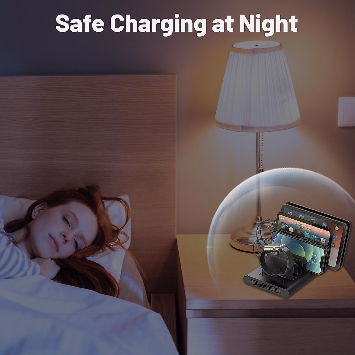 Multi USB Charging Station Unitek 96W 10 Ports Fast Charging Dock with 2 QC 3.0 & 2 PD 18W Charger Station Organizer for Multiple Devices Designed for iPad, iPhone, Tablet, iwatch, Laptop