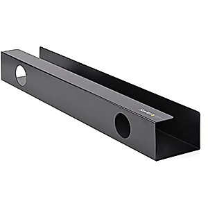 StarTech.com Under Desk Cable Management Tray - Office/Standing Desk Cable Tray Organizer - Desk/Table Mount Holder for Cords/Wire/Power Strip - Computer Cable Manager - 23-1/2"L x 4-1/2"D (UDCMTRAY)