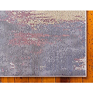 Unique Loom Estrella Collection Abstract, Rustic, Modern, Gradient, Distressed Area Rug (7' 0 x 10' 0 Rectangular, Pink/Navy Blue)