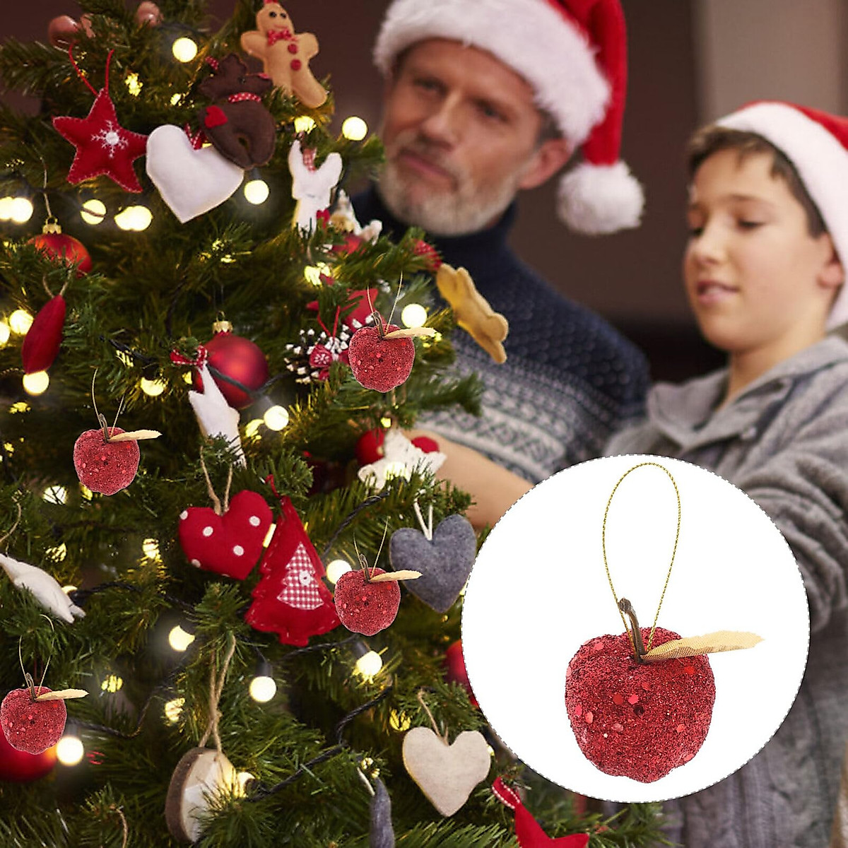 LIOOBO Mini Red Apple Ornaments: 20pcs 1.9in Christmas Tree Apple Baubles, Small Apple Hanging Ornaments, Apple Decor for Xmas Party Holiday Decoration