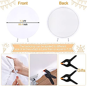 White Round Backdrop Cover 7.2x7.2ft White Circle Birthday Photo Photography Background for Party Baby Shower Wedding Decorations