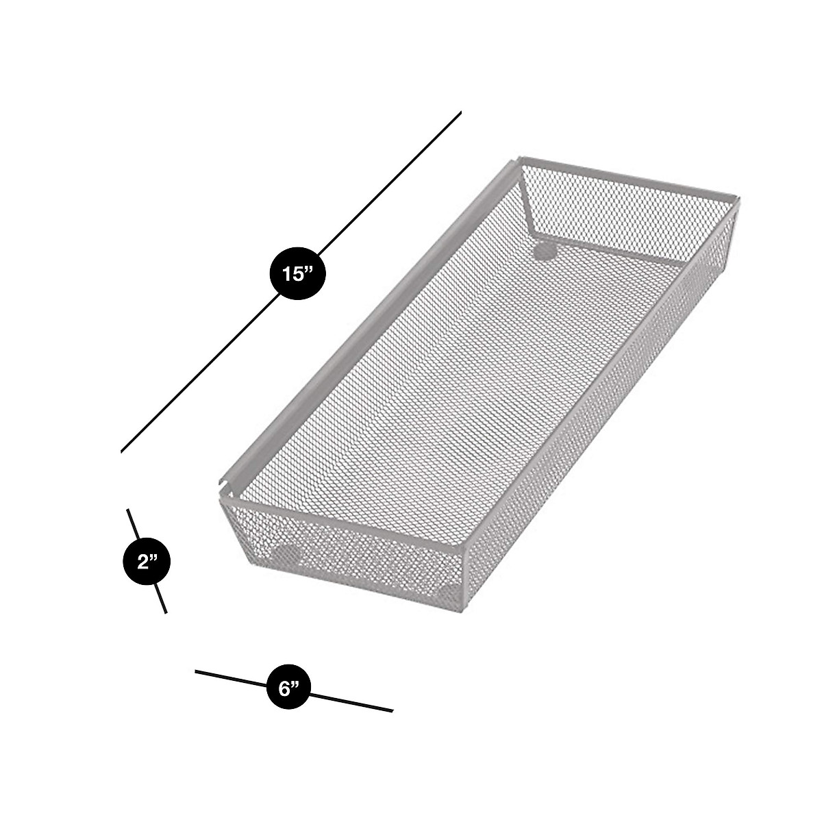Smart Design Drawer Organizer Bundle - Steel Metal Mesh Tray with Interlocking Arm Connection – Silverware Organizer for Kitchen, Office Supplies, Utensils - 9 x 3 Inch and 15 x 6 Inch - Silver