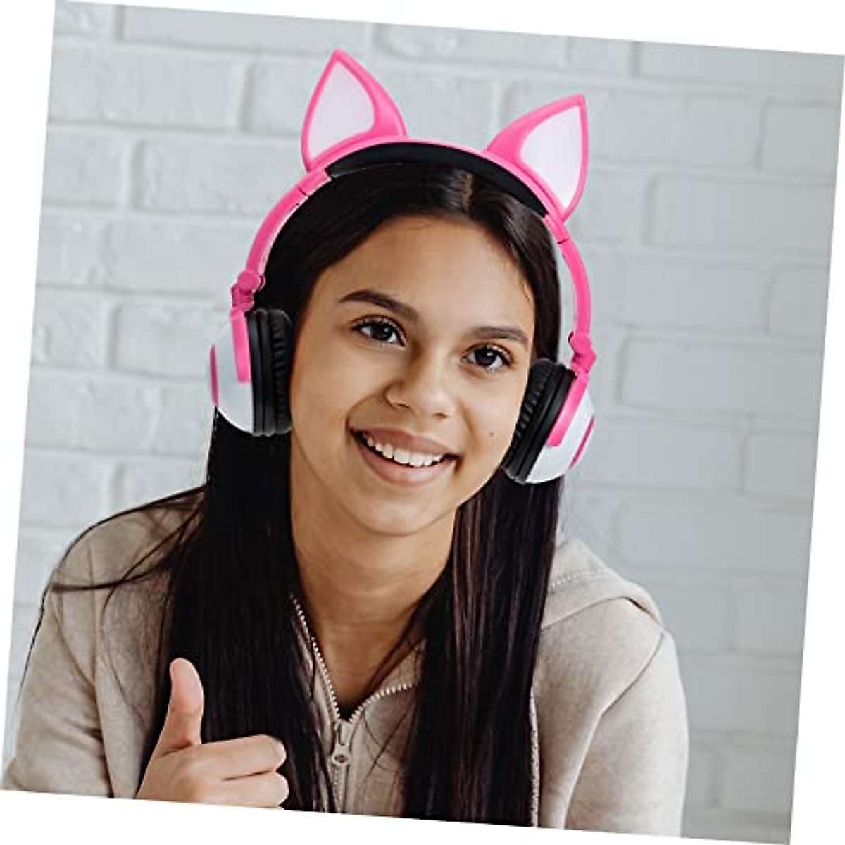 Vaguelly Glowing Headphones Over Ear Headphones On Ear Audio Headphones Wired Gaming Headset Glowing Earphone Earbuds Wired Lighting Headset Ears Earphones Shine PVC Fitness Microphone