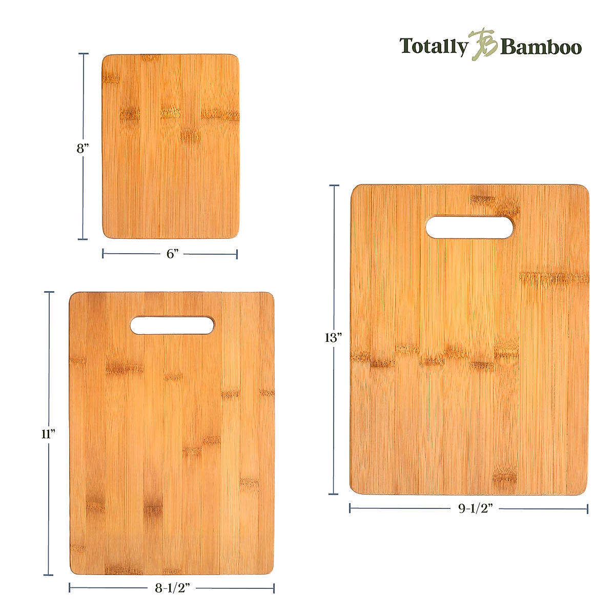 Totally Bamboo 3-Piece Bamboo Wood Cutting Board Set, 3 Assorted Sizes
