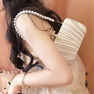 4PCS DIY Imitation Pearl Beads Short Long Handle Shoulder Cross Body Bag Handbag Chains Accessories with Metal Buckles