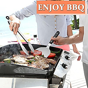 Metal Spatula Set of 2, HaSteeL Stainless Steel Griddle Spatula Turner with ABS Plastic Handles, Professional Griddle Tools for Flat Top Teppanyaki Cooking Grilling Indoor & Outdoor, Dishwasher Safe