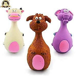 CatYou 3PCS Safe Latex Dog Squeaky Toys, Chew Molar Dog Toy, 5-Inch Tall, for Puppy Small Medium Dogs