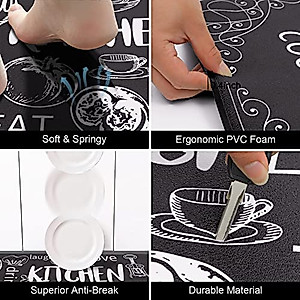 HEBE Anti Fatigue Kitchen Mat Set of 2 Non Slip Thick Cushioned Kitchen Rug Sets with Runner 17"x48"+17"x28" Heavy Duty Comfort Standing Mats Waterproof Kitchen Carpet