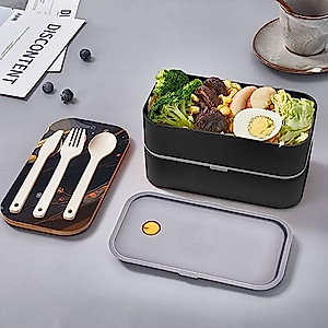 Dark Medium Adult Lunch Box, Bento Box, With Cutlery Set Of 3, 2 Compartments, Rectangular, Lunch Box For Adults