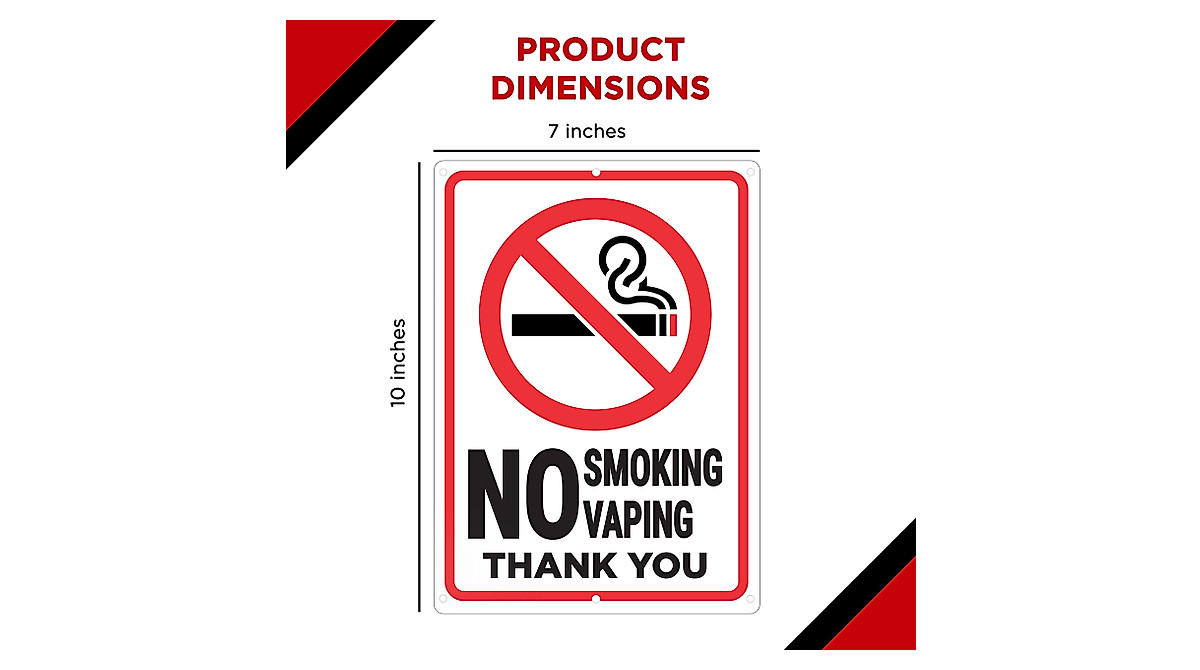 OLANZU No Smoking Signs - Durable 4 Pack Aluminum Signs